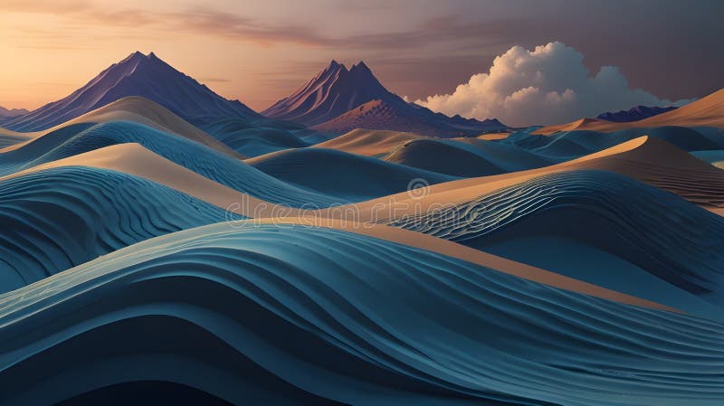A Relaxing, Wave-like 3D Landscape with Soft, Diffused Lighting Stock ...