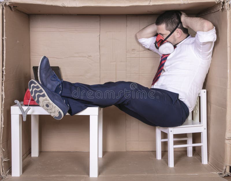 Relaxing while Working in a Small Office Stock Image - Image of ...