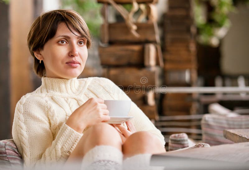 Relaxing Young Woman Portrait Stock Image - Image of hotel, morning ...