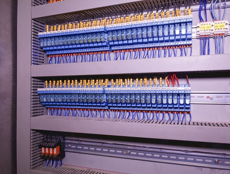 Relay Actuators and Terminal Blocks Inside the Industrial Power Case ...
