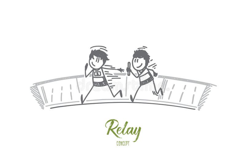 Relay Concept. Hand Drawn Isolated Vector. Stock Vector - Illustration ...