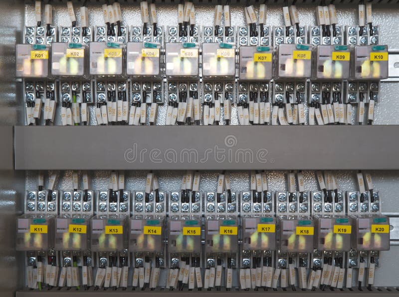 Relay Panel with Relays and Wires Stock Image - Image of hardware ...