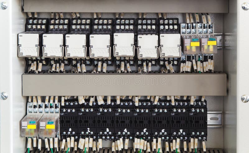 Relay Panel with Relays and Wires Stock Photo - Image of automatic ...
