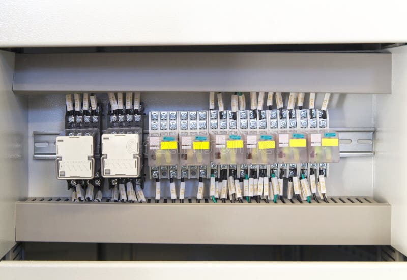Relay Panel with Relays and Wires Stock Image - Image of automatization ...