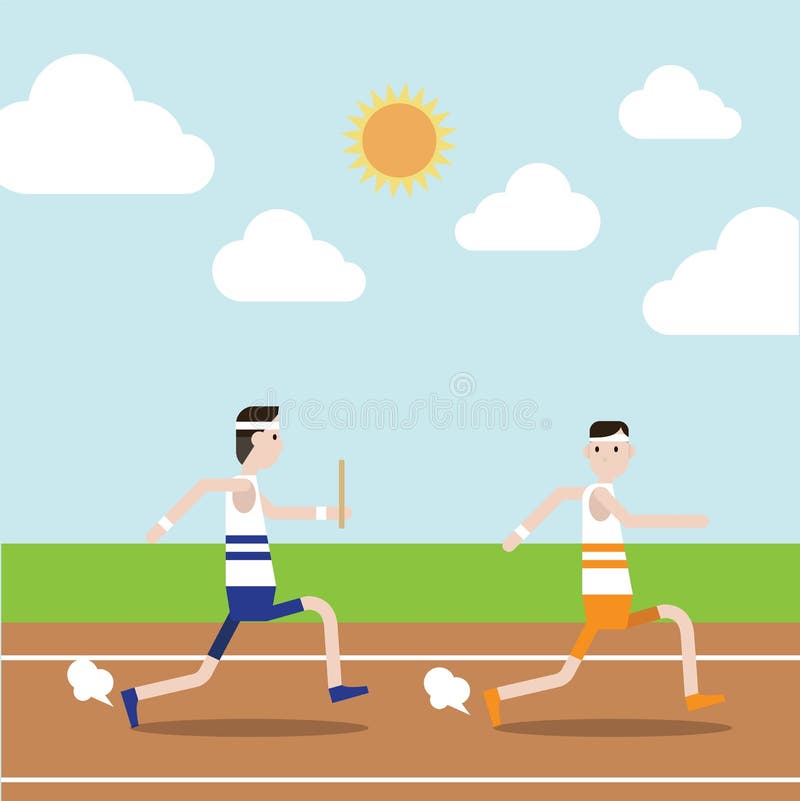 The Relay Race in Racetrack Stock Vector - Illustration of character ...