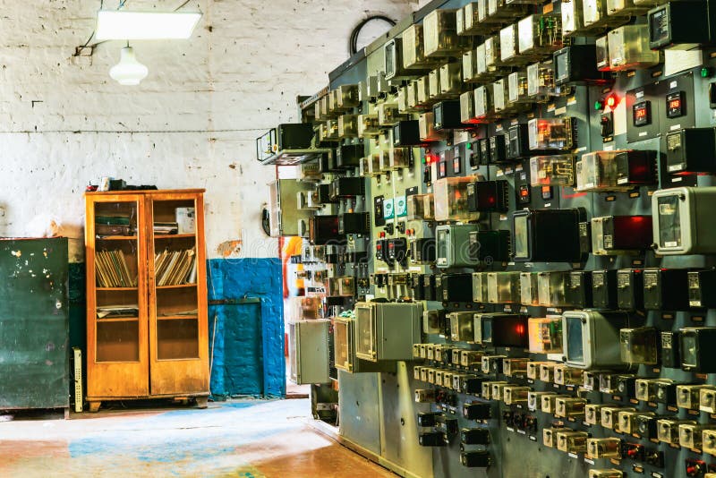 Relay Room of an Old Electrical Substation Stock Photo - Image of ...