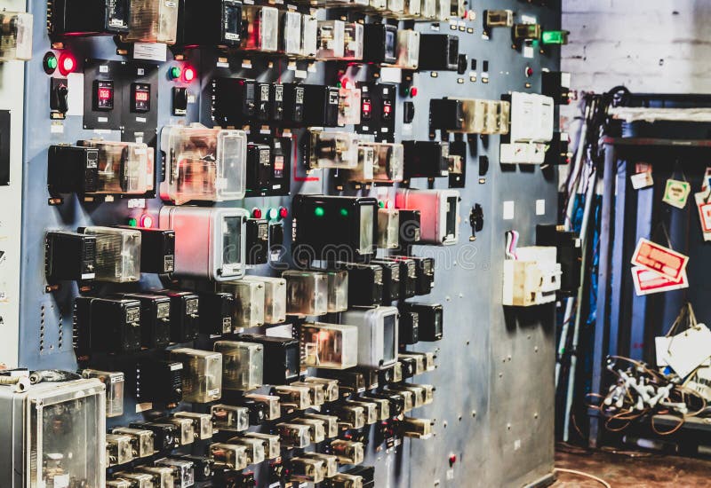 Relay Room of an Old Electrical Substation Stock Image - Image of ...