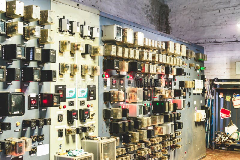 Relay Room of an Old Electrical Substation Stock Image - Image of ...