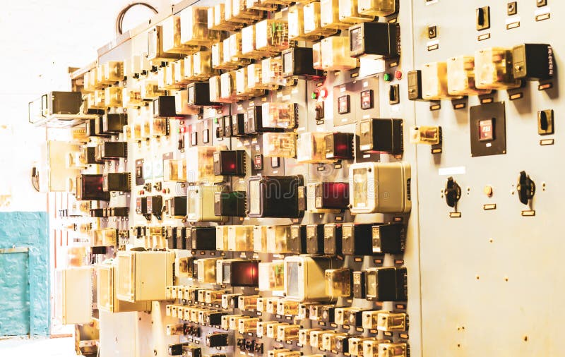 Relay Room of an Old Electrical Substation Stock Photo - Image of ...