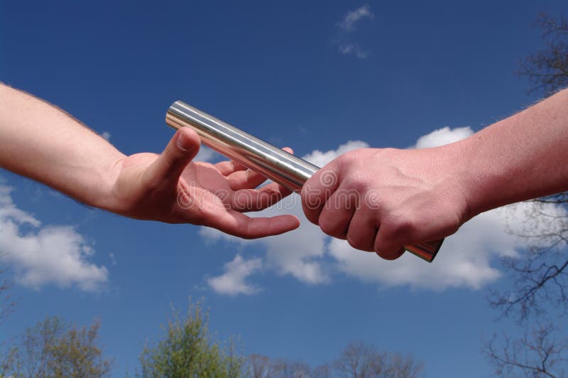Relay Baton Handoff with Sky Stock Photo - Image of concentration ...