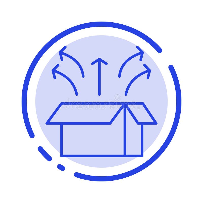 Release, Box, Launch, Open Box, Product Blue Dotted Line Line Icon ...
