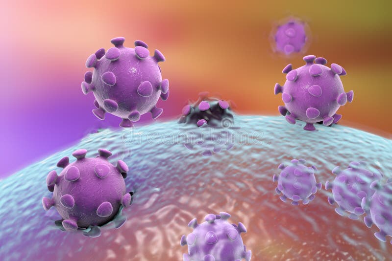 Release of Viruses from Human or Animal Cell Stock Illustration ...