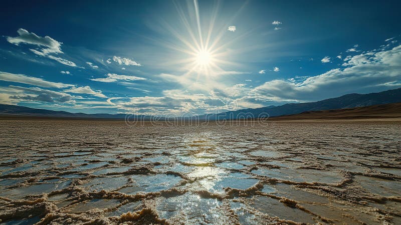 The Relentless Sun Beats Down on Cracked Desert Land, Showcasing the ...