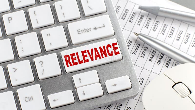 RELEVANCE Text on a Keyboard Wirh Chart and Pencil Stock Image - Image ...