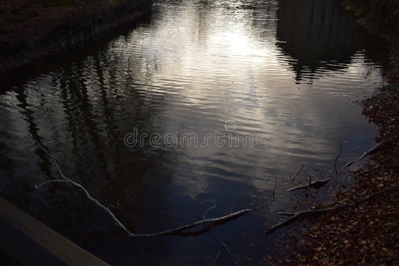 Sky reflection in a pond stock image. Image of water - 135653529