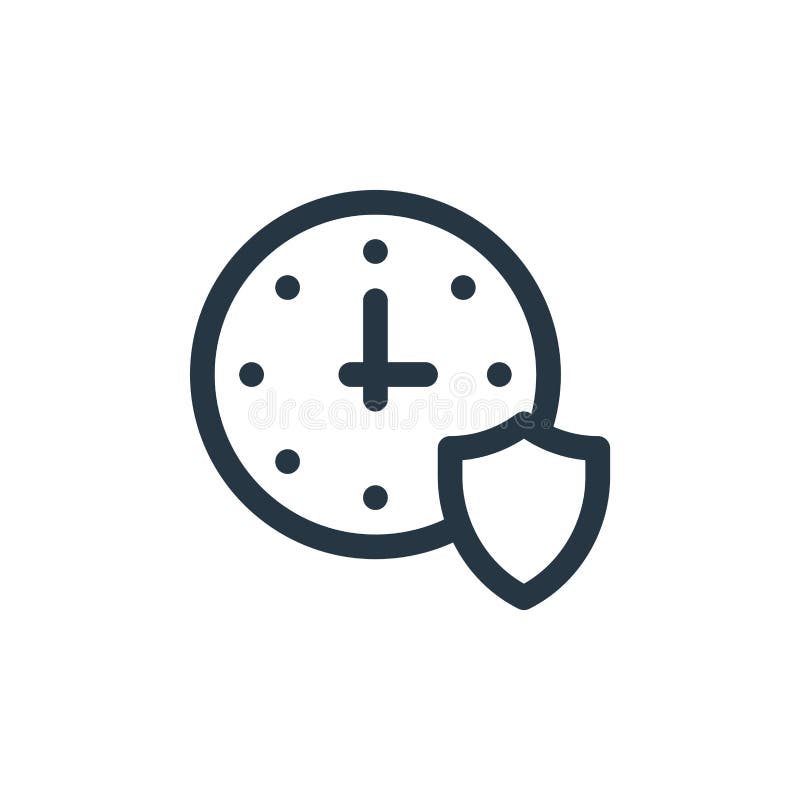 Reliability Thin Line Icon: Shield with Clock. Symbol of Support Stock ...