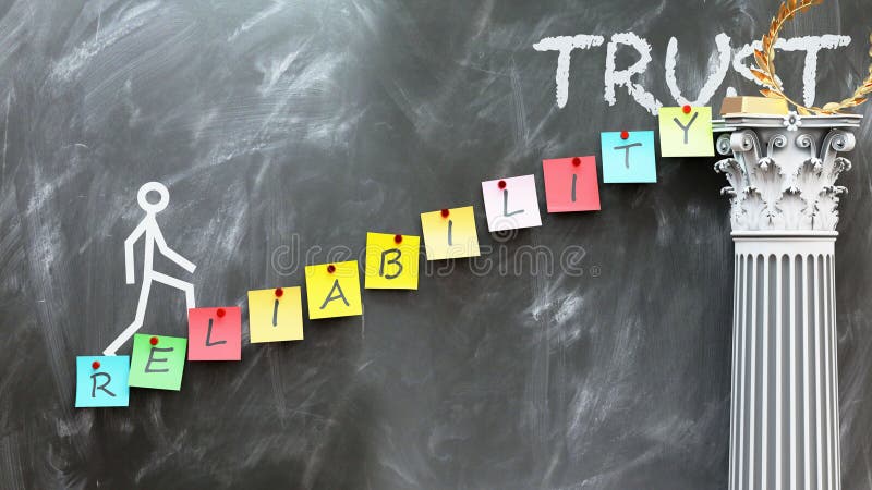 Reliability leads to Trust stock illustration. Illustration of victory ...