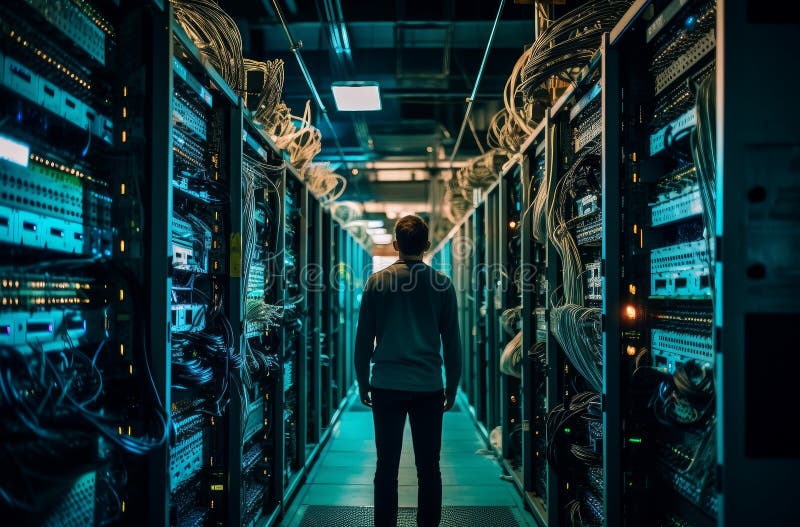 Reliable Man Data Center. Generate Ai Stock Photo - Image of ...