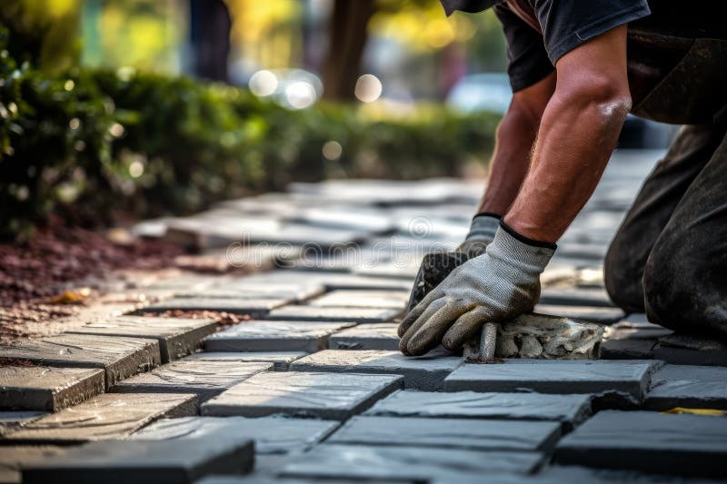 Reliable Professional Paver Worker Street. Generate Ai Stock Image ...