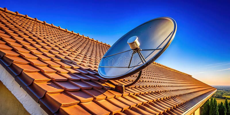 Reliable Satellite Dish System on a Residential Rooftop Under a Clear ...