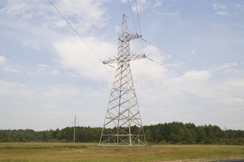 Reliance Power Line in an Open Field Stock Photo - Image of industry ...