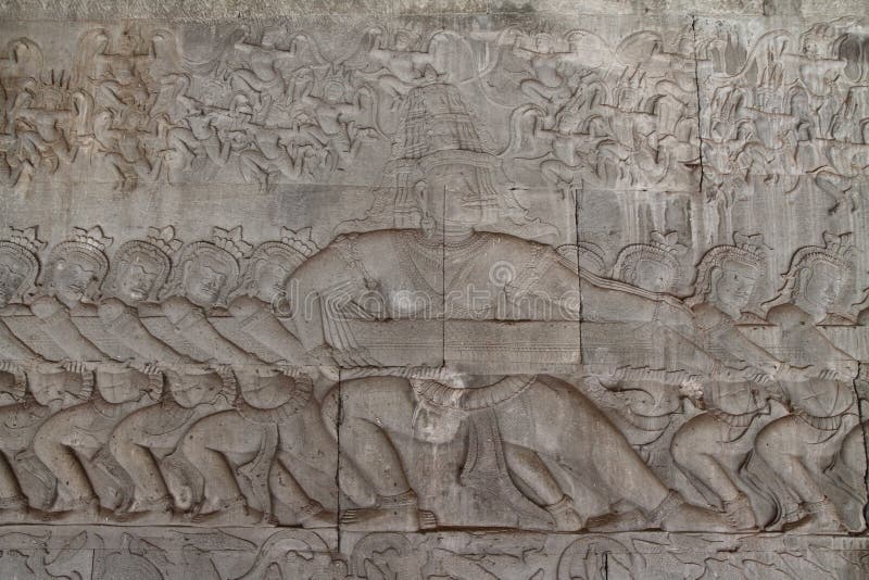 Relief of the Churning of the Ocean of Milk Stock Image - Image of ...