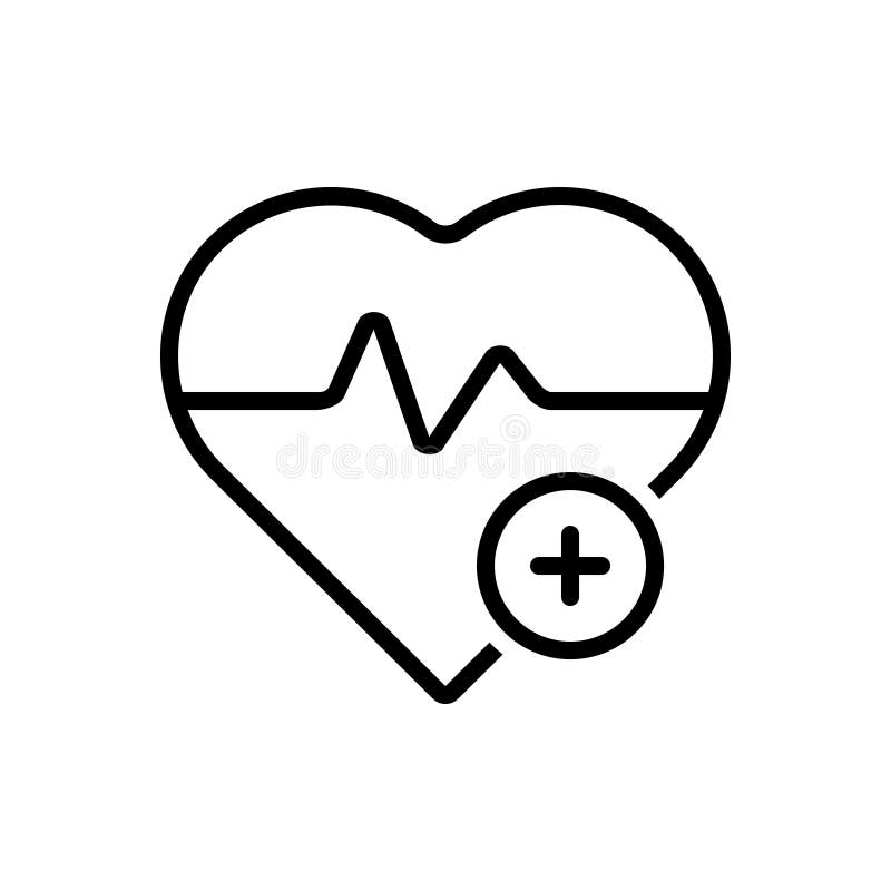 Black Line Icon for Relief, Comfort and Heart Stock Vector ...