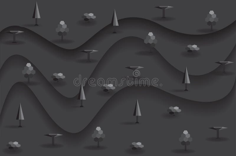 Relief Landscape with Terraces and Trees. Abstract Background with ...