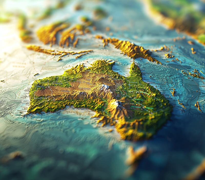 The Relief Map of Australia is Colored by Elevation Stock Image - Image ...