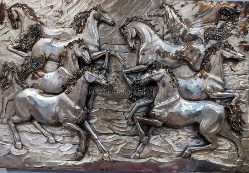 Relief Picture of Running Horses Stock Image - Image of relief, fashion ...