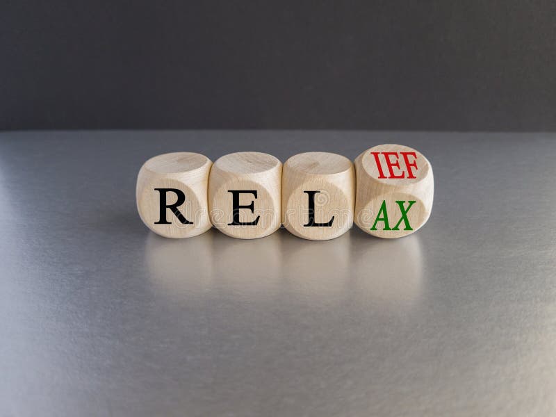 Relief and Relax Symbol. Turned Cubes and Changes the Word Relief To ...