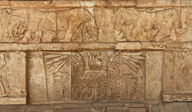 Relief in Tula, Mesoamerican Archaeological Site. Mexico Stock Photo ...