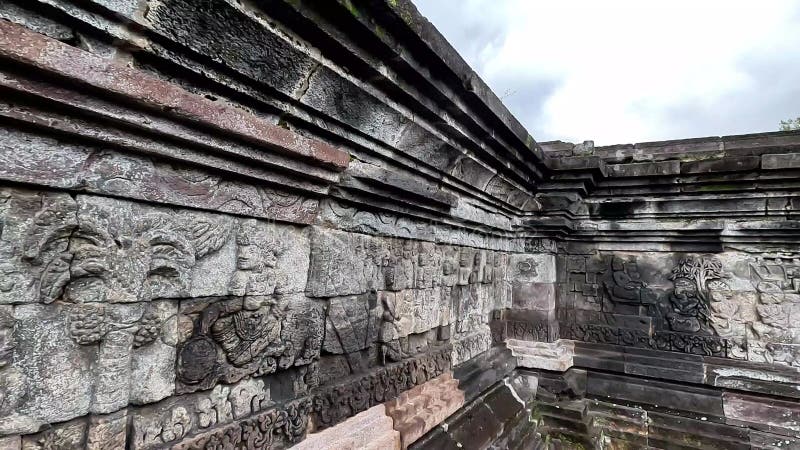 The Relief on the Wall of Penataran Temple Complex Stock Video - Video ...