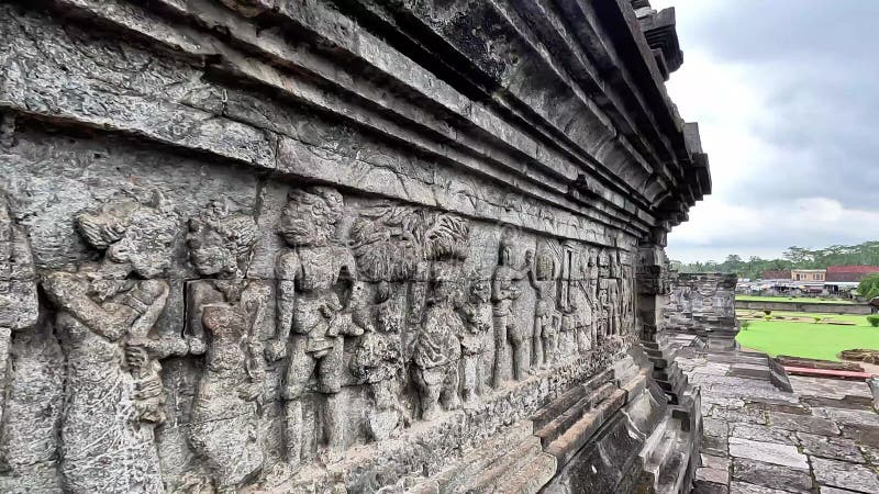 The Relief on the Wall of Penataran Temple Complex Stock Footage ...