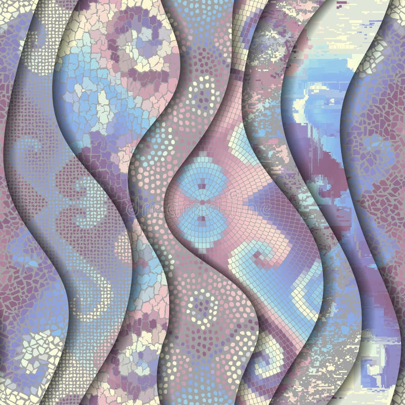 Relief Waves of Ornamental Mosaic Tile Patterns Stock Vector ...
