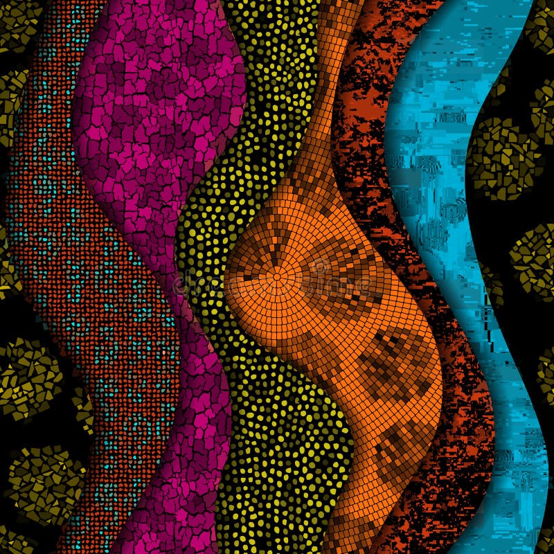 Relief Waves of Ornamental Mosaic Tile Patterns Stock Vector ...