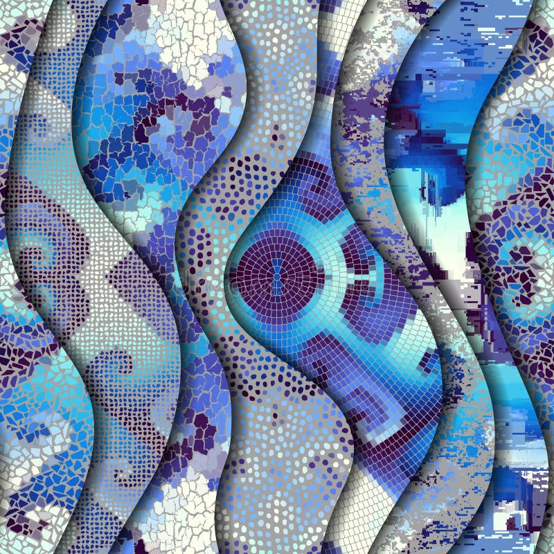 Relief Waves of Ornamental Mosaic Tile Patterns Stock Vector ...