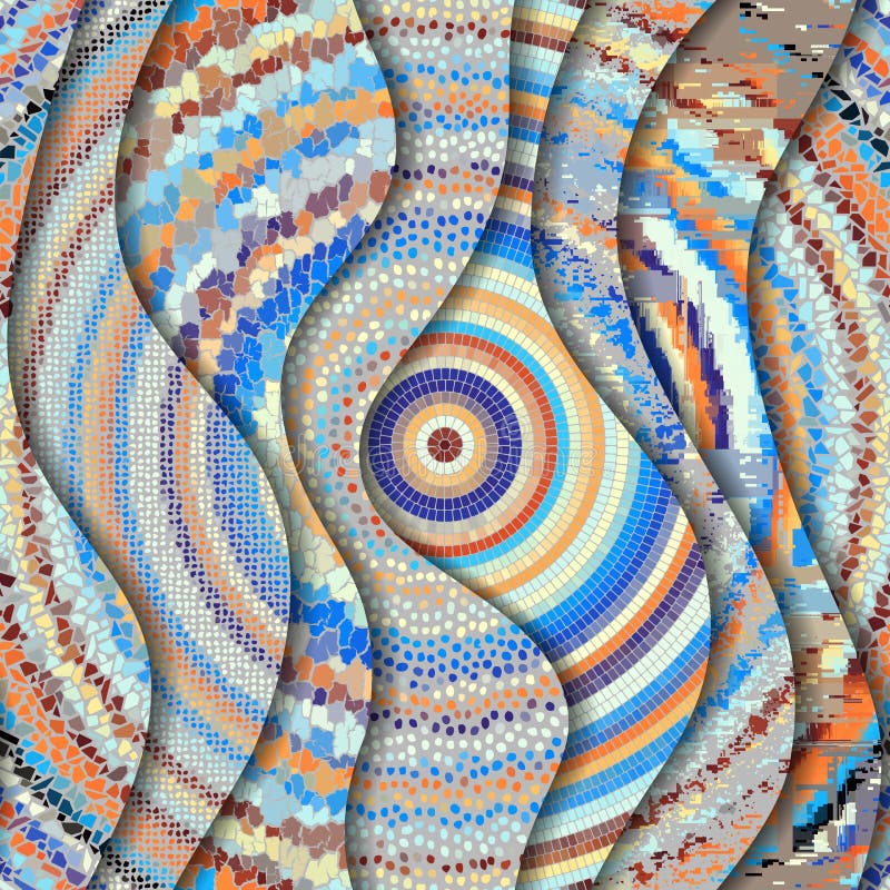 Relief Waves of Ornamental Mosaic Tile Patterns Stock Vector ...