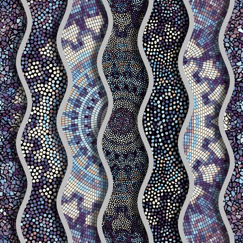 Relief Waves of Ornamental Mosaic Tile Patterns Stock Vector ...