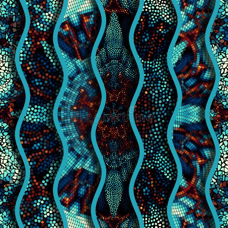 Relief Waves of Ornamental Mosaic Tile Patterns Stock Vector ...