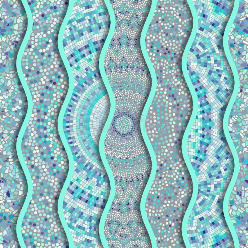 Relief Waves of Ornamental Mosaic Tile Patterns Stock Vector ...