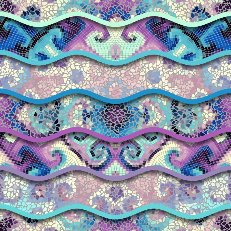 Relief Waves of Ornamental Mosaic Tile Patterns Stock Vector ...