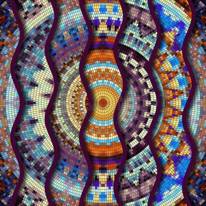 Relief Waves of Ornamental Mosaic Tile Patterns Stock Vector ...