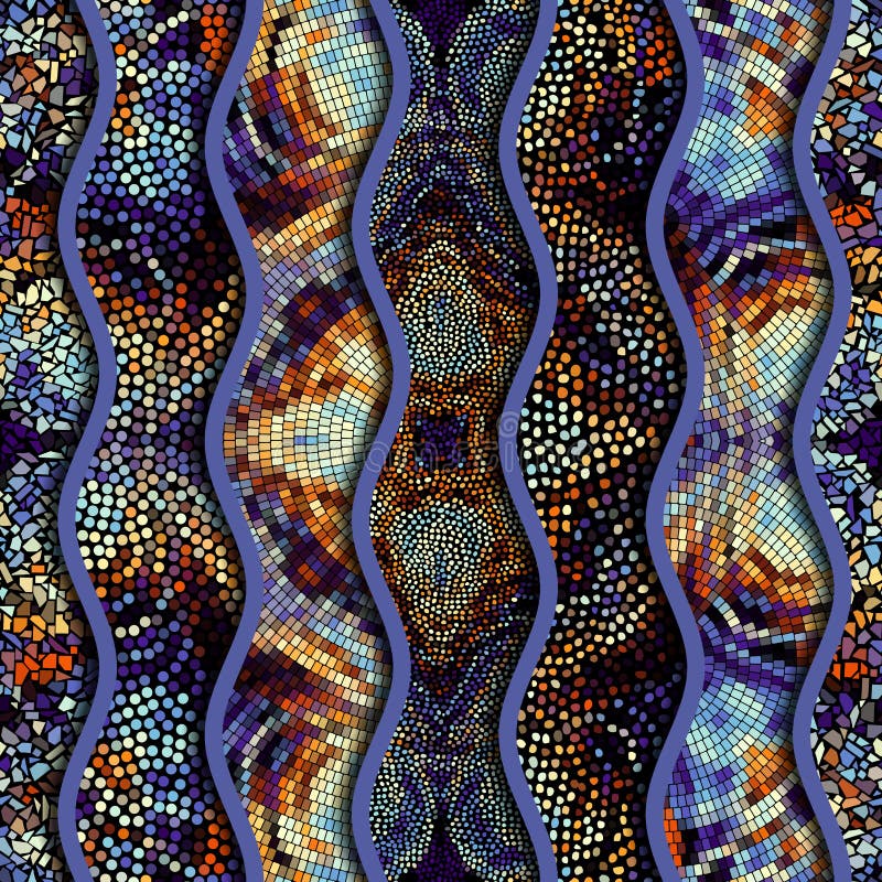 Relief Waves of Ornamental Mosaic Tile Patterns Stock Vector ...