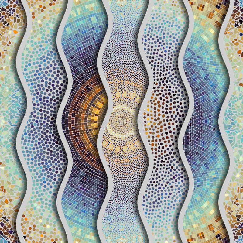 Relief Waves of Ornamental Mosaic Tile Patterns Stock Vector ...