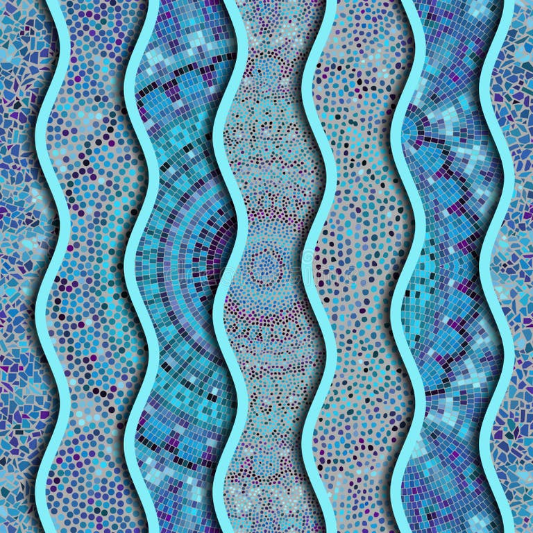 Relief Waves of Ornamental Mosaic Tile Patterns Stock Vector ...