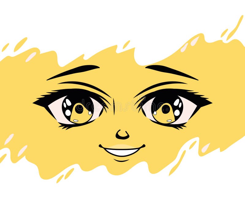 Relieved anime face stock vector. Illustration of japan - 240023140
