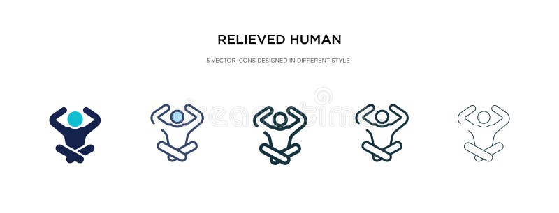 Relieved Human Icon in Different Style Vector Illustration. Two Colored ...