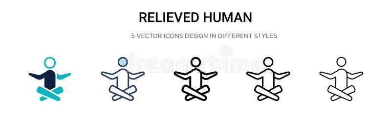 Relieved Human Outline Vector Icon. Thin Line Black Relieved Human Icon ...