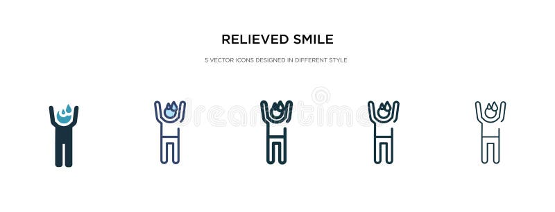Relieved Smile Icon in Different Style Vector Illustration. Two Colored ...